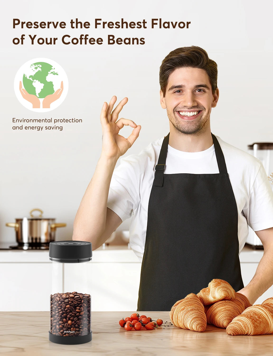 Outpeak Smart Electric Coffee Canister -Space Grey